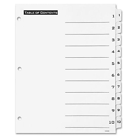 Avery Office Essentials Table n Tabs Dividers Printed Tabs Digit 1 10 8 ...