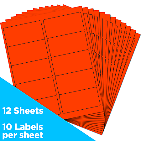 JAM Paper Mailing Address Labels Rectangle 2 x 4 Neon Red Pack Of 120 ...
