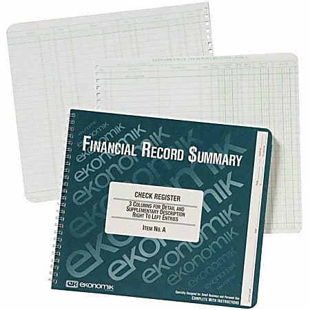Ekonomik Check Deposit Register 40 Sheets Wire Bound 10 x 8.75 Sheet ...