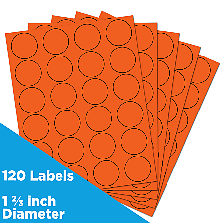JAM Paper Circle Label Sticker Seals 1 23 Orange Pack Of 120 - Office Depot