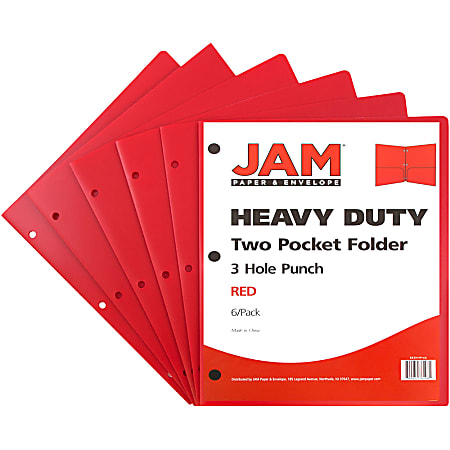 JAM Paper 3 Hole Punched 2 Pocket Plastic Presentation Folders 9 x 12 ...