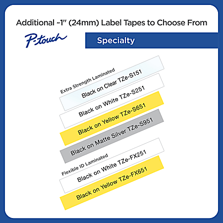 Brother® TZe-251 Black-On-White Tape, 1" x 26.2'