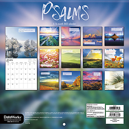 DateWorks Wall Calendar 12 x 12 Psalms January to December 2023 ...