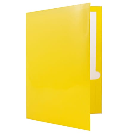 JAM Paper Glossy 3 Hole Punched 2 Pocket Presentation Folders Yellow ...