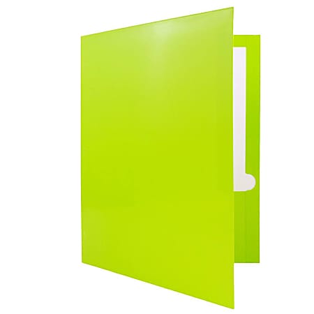 JAM Paper Glossy 3 Hole Punched 2 Pocket Presentation Folders Lime ...