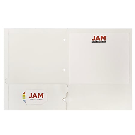 JAM Paper Glossy 3 Hole Punched 2 Pocket Presentation Folders White ...