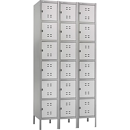 Safco Six Tier Two Tone 3 Column Locker With Legs 78 H x 36 W x 18 D ...