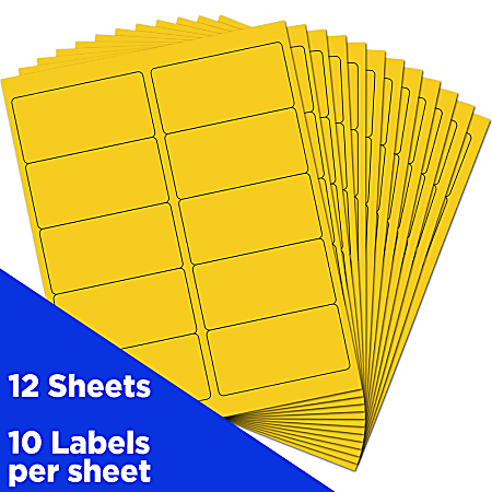 JAM Paper Mailing Address Labels Rectangle 2 x 4 Yellow Pack Of 120 ...