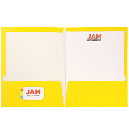 JAM Paper Glossy 2 Pocket Presentation Folders Yellow Pack of 6 ...