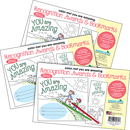 Barker Creek Color Me Awards Bookmarks Set 8 12 x 5 12 You Are Amazing ...