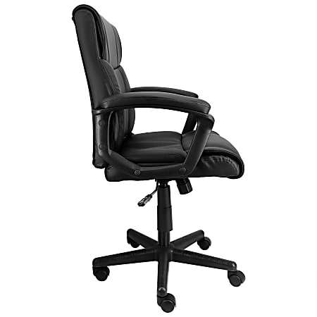 Elama Faux Leather Mid Back Adjustable Office Chair Black - Office Depot