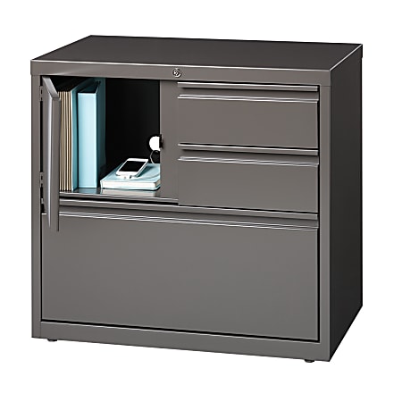 WorkPro 30 W Lateral 2 Drawer File Cabinet With Storage Metal Dark Clay ...