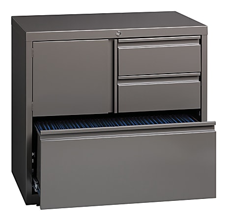 WorkPro 30 W Lateral 2 Drawer File Cabinet With Storage Metal Dark Clay ...