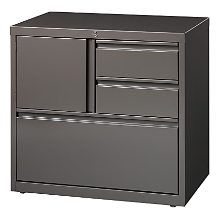 WorkPro 30 W Lateral 2 Drawer File Cabinet With Storage Metal Dark Clay ...