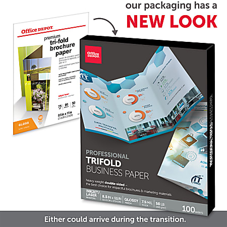 Office Depot Brand Professional Trifold Business Paper Glossy Double ...