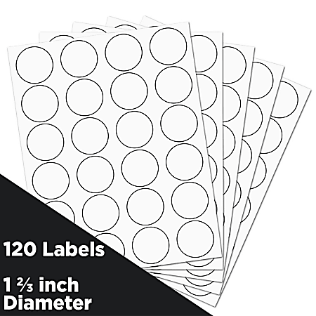 JAM Paper Circle Label Sticker Seals 1 23 White Pack Of 120 - Office Depot