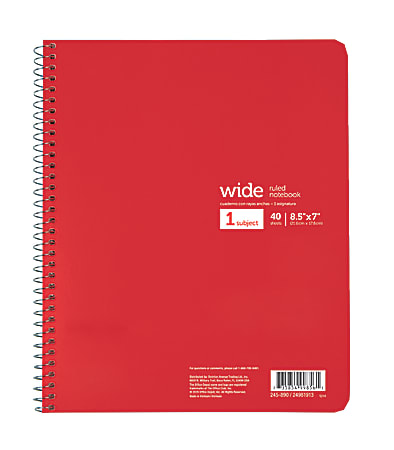 Office Depot Brand Wirebound Notebook 7 x 8 12 Wide Ruled 40 Sheets ...