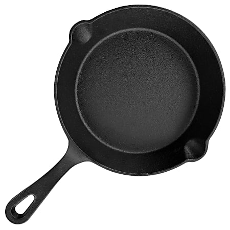 MegaChef 8 Round Cast Iron Frying Pan Black - Office Depot