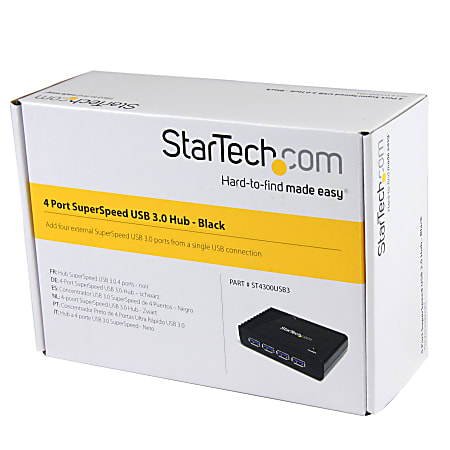 StarTech.com 4 Port Black SuperSpeed USB 3.0 Hub - Office Depot