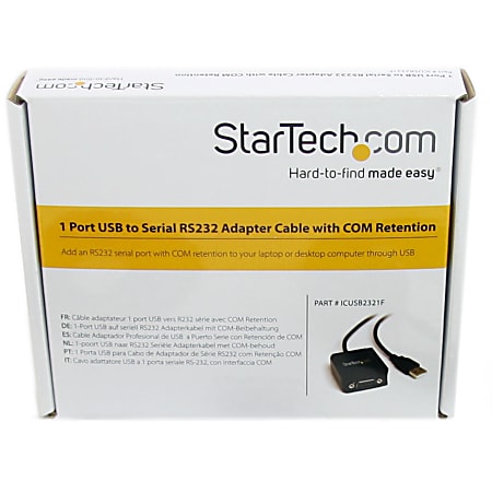 StarTech.com 1 Port FTDI USB to Serial RS232 Adapter Cable with COM Retention - Office Depot