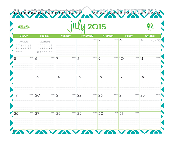 Blue Sky Wall Calendar Dabney Lee 15 x 12 50percent Recycled July 2015 ...