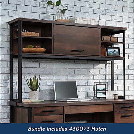 Sauder Briarbrook 60 W Computer Desk With Hutch Barrel Oak FinishBlack ...