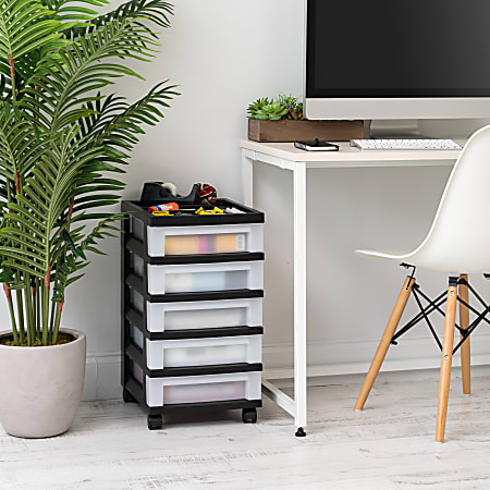 Iris Mini Chest 5 Drawers 27 Qt Black - Office Depot