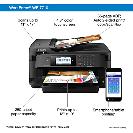Epson WorkForce WF 7710 19 Wide Format Wireless Inkjet All In One Color ...