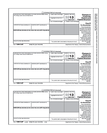 ComplyRight 1099 CAP InkjetLaser Tax Form Copy B 2 Part 8 12 x 11 Pack ...