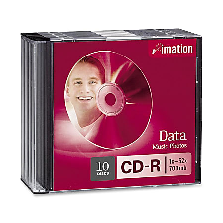Imation CD Recordable Media CD R 52x 700 MB 10 Pack Jewel Case 120mm 1.33 Hour Maximum Recording ...