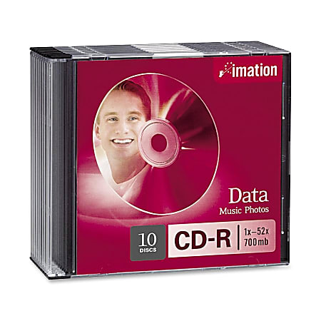 Imation CD Recordable Media CD R 52x 700 MB 10 Pack Jewel Case 120mm 1.33 Hour Maximum Recording ...