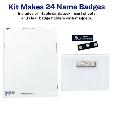 Avery Customizable Name Badges With Magnets Rectangle 8780 3 x 4 White ...