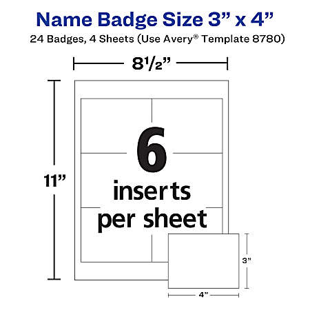 Avery Customizable Name Badges With Magnets Rectangle 8780 3 x 4 White ...