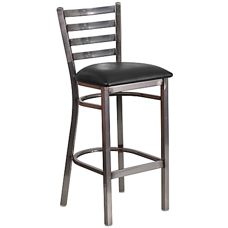 Flash Furniture Ladder Back Restaurant Bar Stool Black - Office Depot