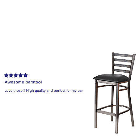Flash Furniture Ladder Back Restaurant Bar Stool Black - Office Depot