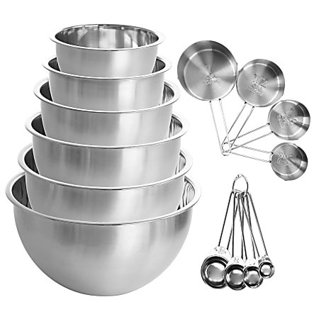 MegaChef 14 Piece Mixing Bowl Set Silver - Office Depot