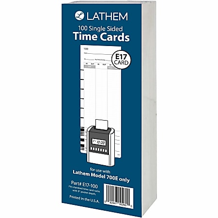 Lathem Model 700E Clock Single Sided Time Cards White Black Print Color ...