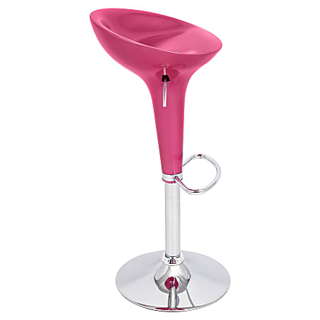 LumiSource Scooper Bar Stool 31 H x 17 W x 17 D ChromePink - Office Depot