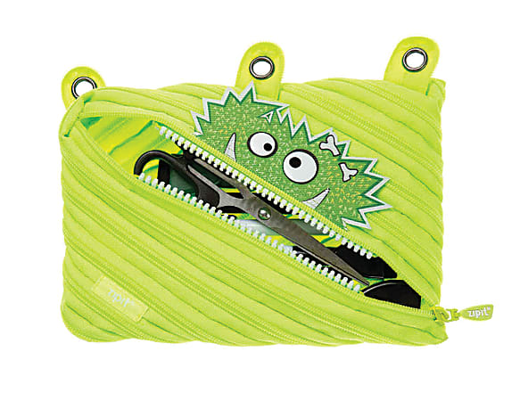 ZIPIT Monster 3 Ring Pencil Pouch 6 H x 9 W x 34 D Lime - Office Depot