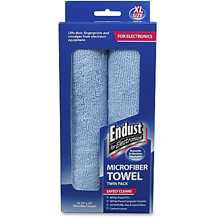 Endust Electronics Microfiber Towels Blue Pack Of 2 Towels - Office Depot
