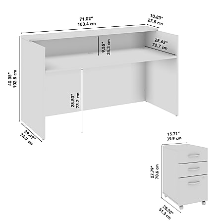 Bush Business Furniture Arrive 72 W Reception Desk with Shelf and ...
