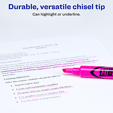Avery Hi Liter Highlighters SmearSafe Chisel Tip Desk Style Fluorescent ...