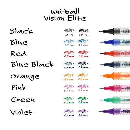 uni ball Vision Elite Liquid Ink Rollerball Pens Micro Point 0.5 mm ...