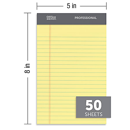 Office Depot Brand Professional Writing Pads 5 x 8 Narrow Ruled 50 ...