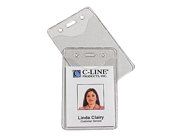 C Line Vinyl Vertical ID Badge Holders 2 38 x 3 38 Clear Pack Of 100 ...
