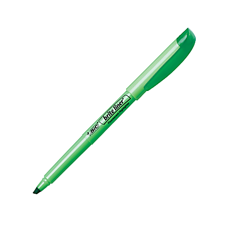 BIC Brite Liner Highlighters Pocket Style Chisel Tip Green Box Of 12 ...