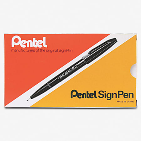 Pentel Sign Pens Fine Point 2.0 mm Red Barrel Red Ink Pack Of 12 Pens ...