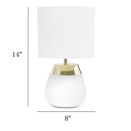 Simple Designs 2 Toned Touch Table Lamp 14 H White ShadeGold and White ...