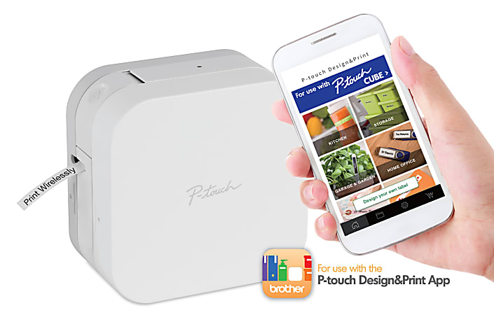 Brother P touch PTP300BT CUBE Smartphone Label Maker White - Office Depot