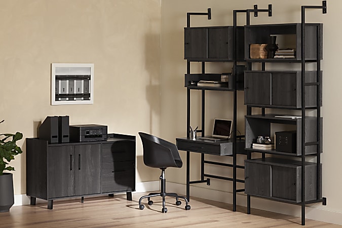 South Shore Kozack 34 14 W Wall Mounted Desk Gray OakBlack - Office Depot